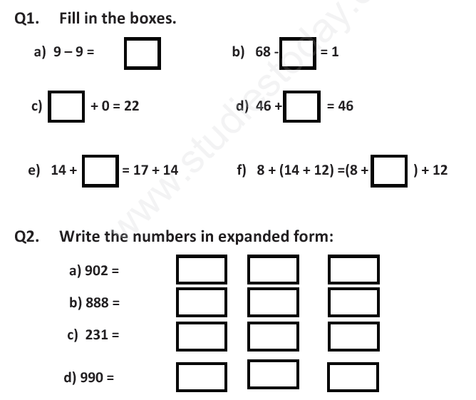 CBSE Class 2 Mathematics Revision Assignment Set E CBSE Class 2 Mathematics Revision Assignment Set E